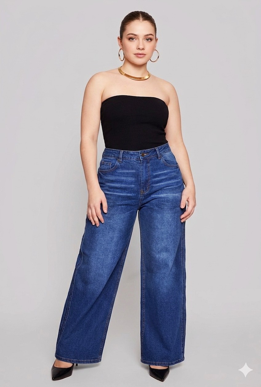 Jeans Wide Leg Grandes Mujer Pantalones Anchos Especiales Dama Promos ...