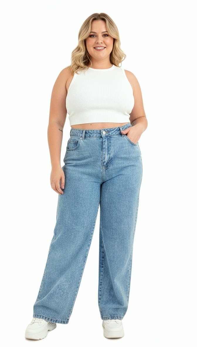 Jeans Wide Leg Grandes Mujer Pantalones Anchos Especiales Dama Promos ...