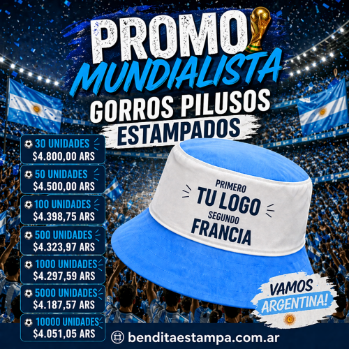 Pilusos Argentina Bicolor Estampado | Avellaneda a un Toque