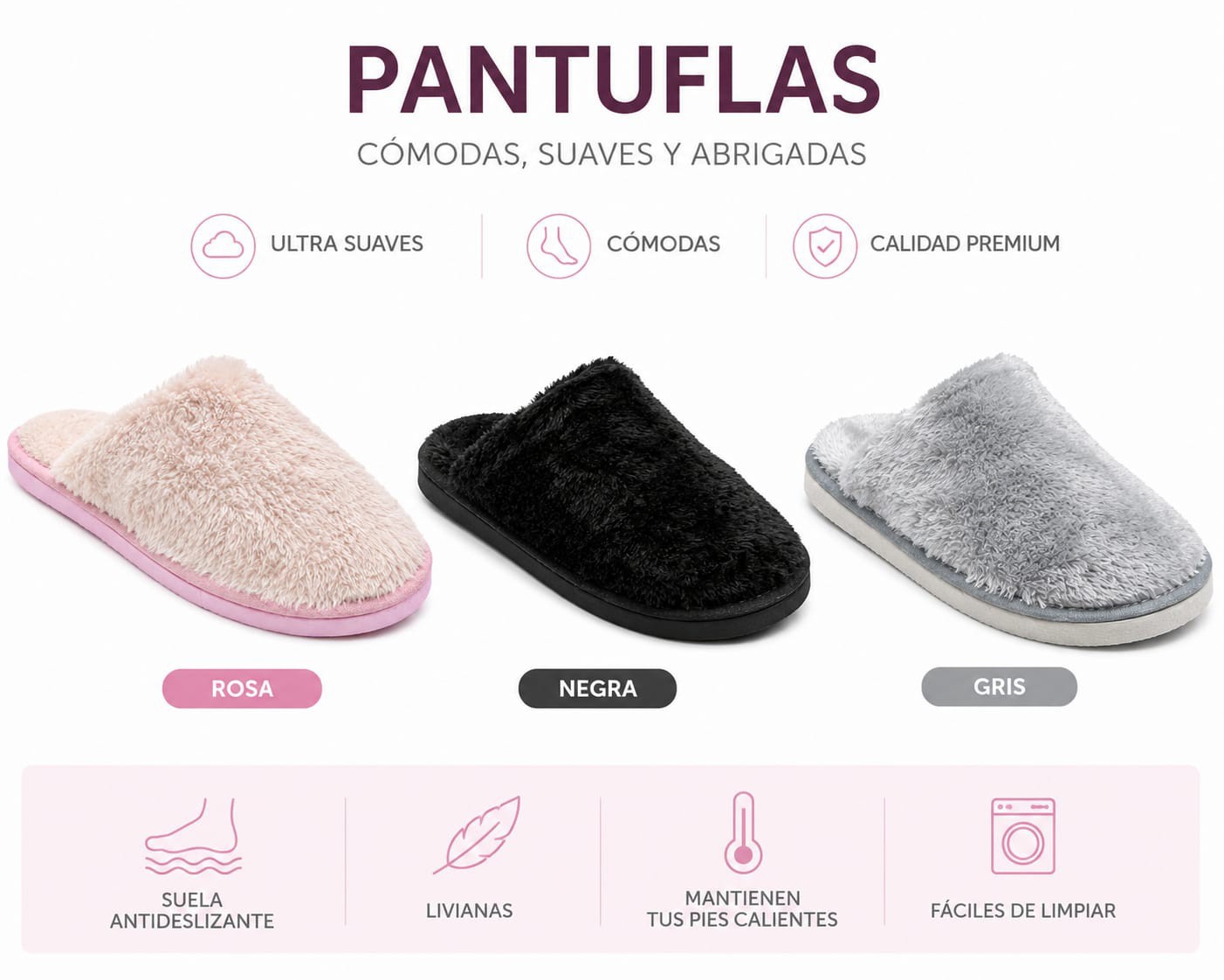 Pantuflas Peluche / Acolchadas | Avellaneda a un Toque